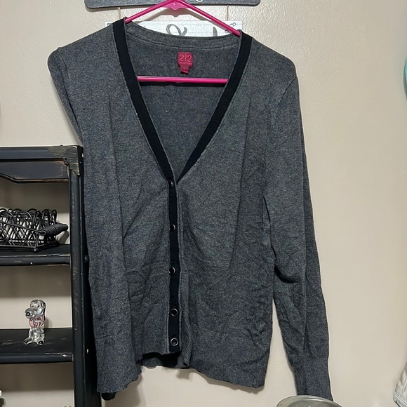 212 Collection | Sweaters | Deluxe Charcoal Grey 34 Button Sweater With ...